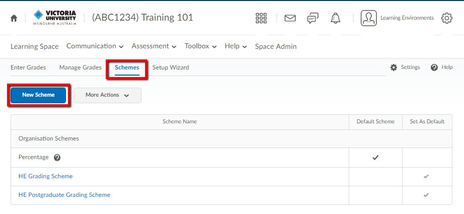 Creating a Grade Scheme
