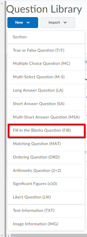 Creating a Fill in the Blanks Question