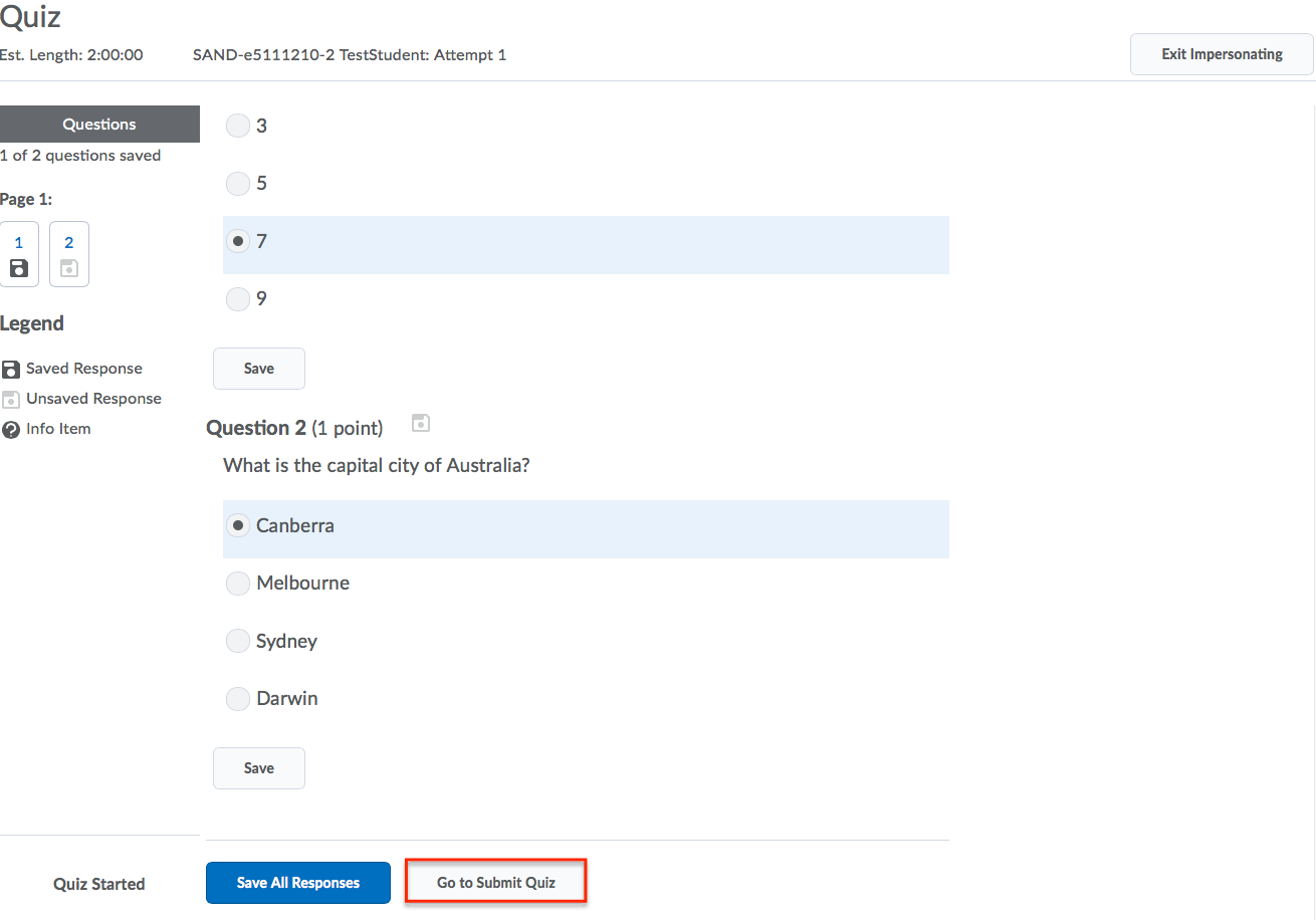 Manage - Submitting a Quiz on Behalf of a Student Manage - Submitting a Quiz on Behalf of a Student