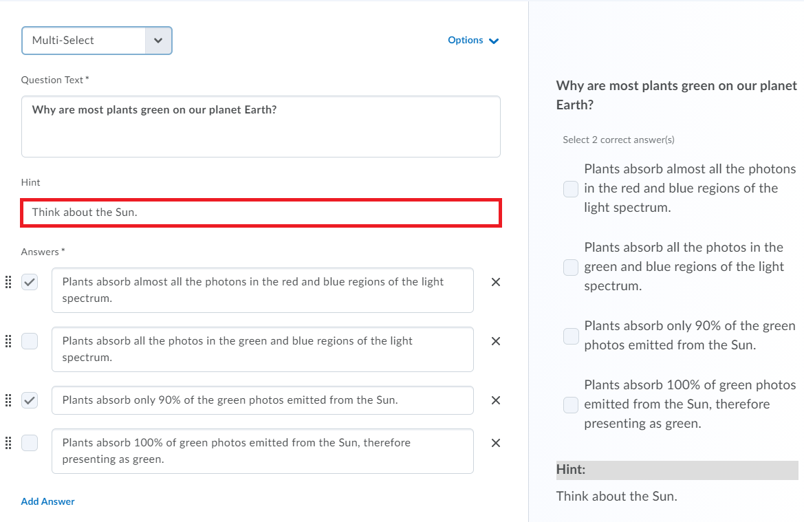 Questions - Creating Multi-Select Questions