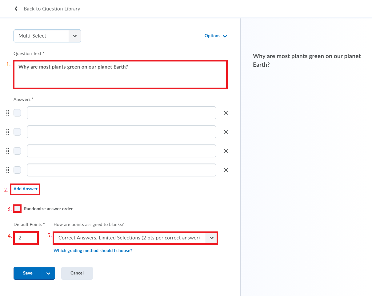 Questions - Creating Multi-Select Questions