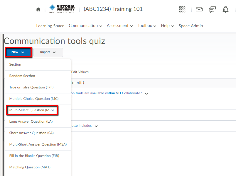 Questions - Creating Multi-Select Questions