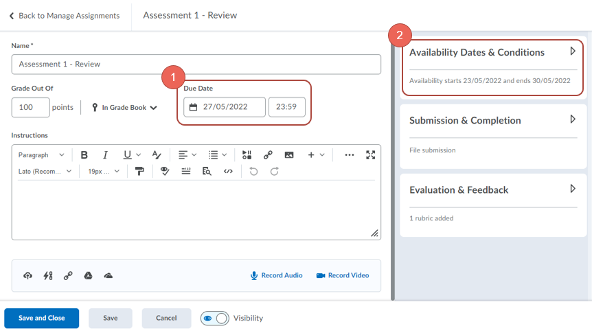Manage - Granting Student Extensions in Assessment Dropbox Folders