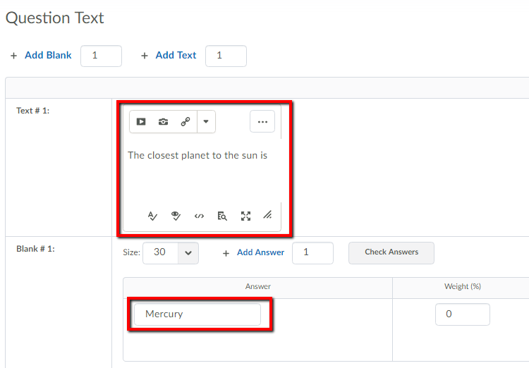 Questions - Creating Fill in the Blanks Question