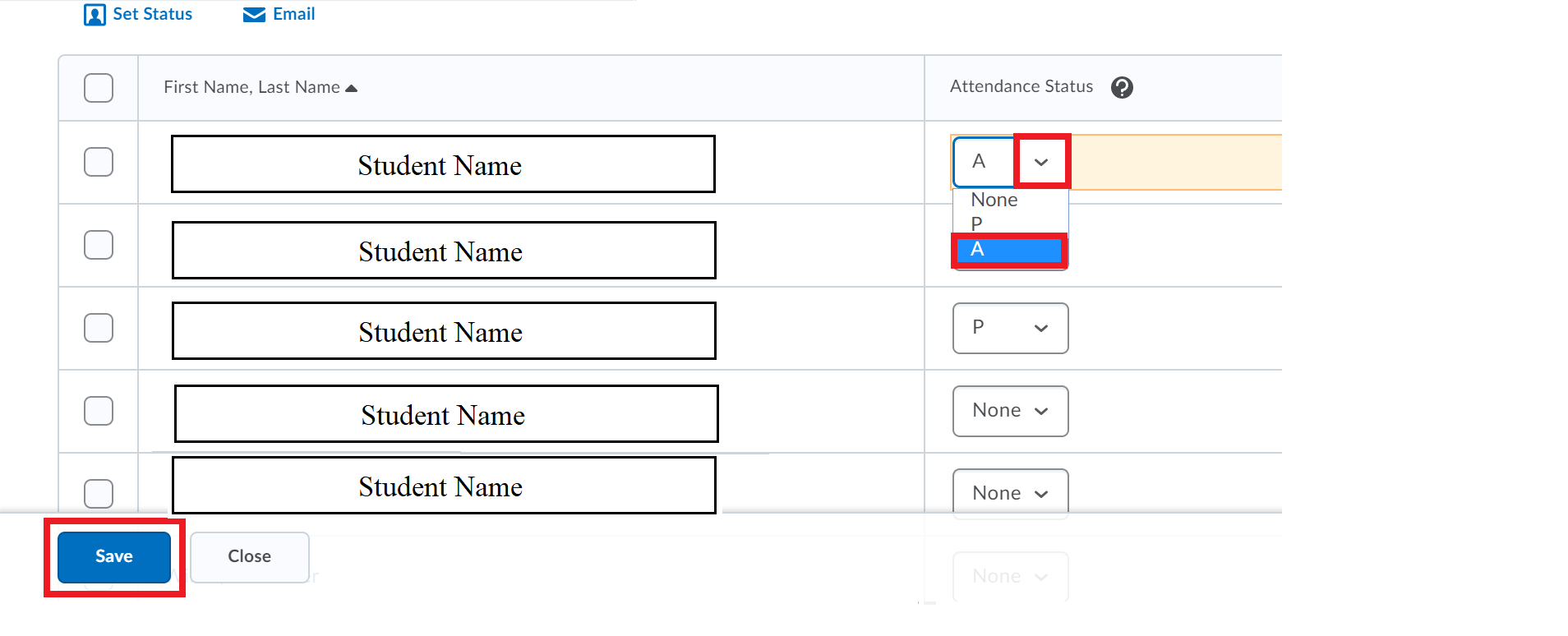 Recording Attendance